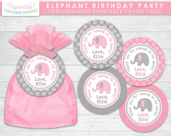 Monkey Girl Theme Birthday Party Favor Tags Pink & Green Personalized ...