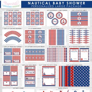 Nautical Theme LARGE Baby Shower Party Package | Blue & Red | Ahoy ...