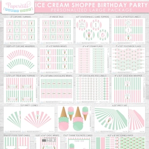 Ice Cream Shoppe Theme Happy Birthday LARGE Party Package | Pink ...