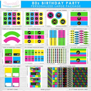 Totally 80s Theme LARGE Birthday Party Package | Neon Green Pink Blue ...
