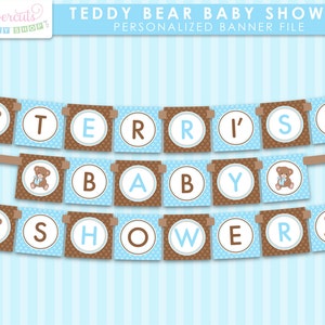 Teddy Bear Theme Baby Shower Party Banner | Blue & Brown | It's a Boy ...