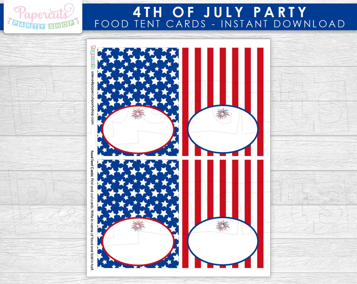 INSTANT Download Printable DIY 4th of July Theme BLANK Food - Etsy
