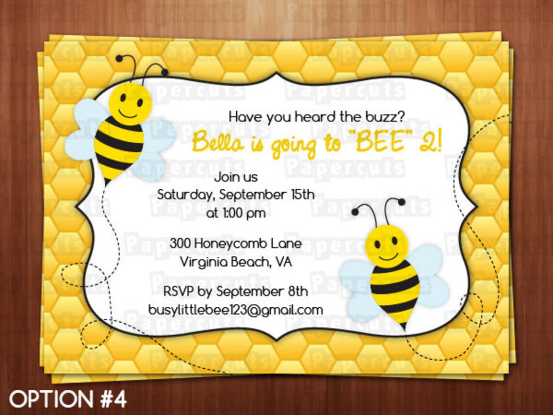 Busy Honey Bumble Bee Theme Birthday Party Invitation Black - Etsy