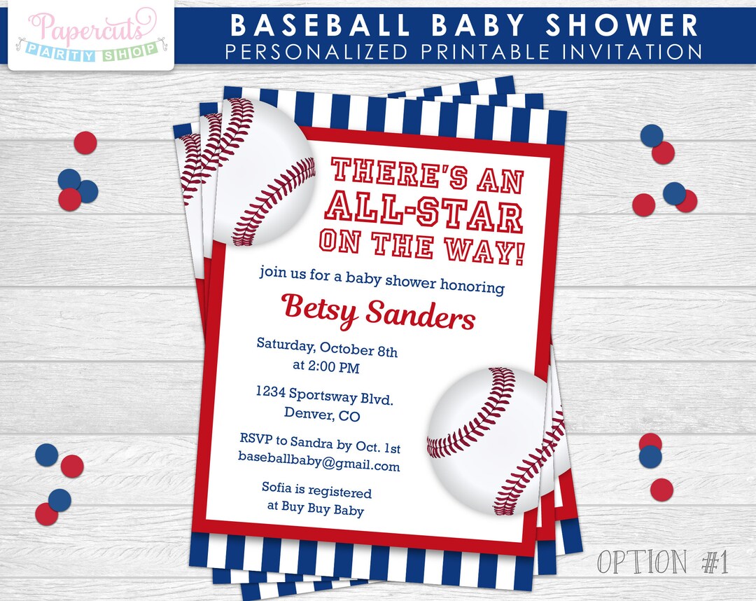 Baseball Theme Birthday Party Invitation | Red & Blue | Personalized ...