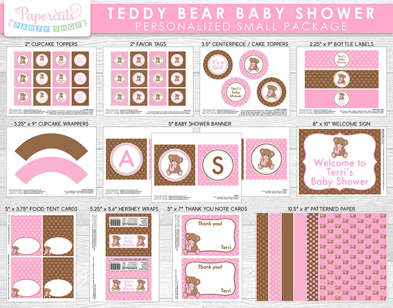 Teddy Bear Theme SMALL Baby Shower Party Package Pink & - Etsy
