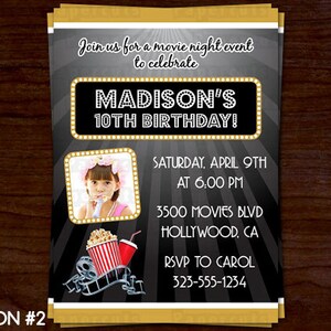 Printable DIY Hollywood Movie Night Theme Personalized Happy Birthday ...