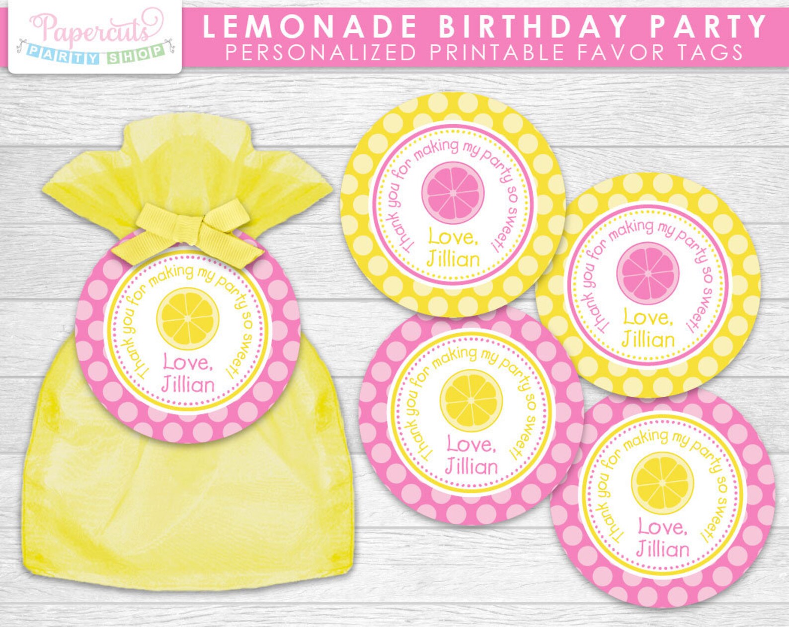 Lemonade Theme SMALL Birthday Party Package Yellow & Pink | Etsy