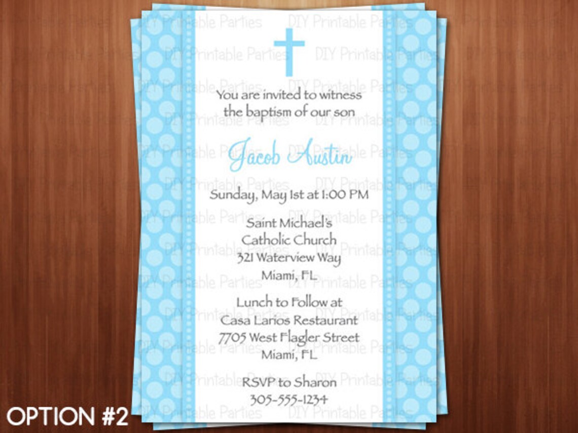 Baptism or First Holy Communion Invitation Blue & Grey | Etsy