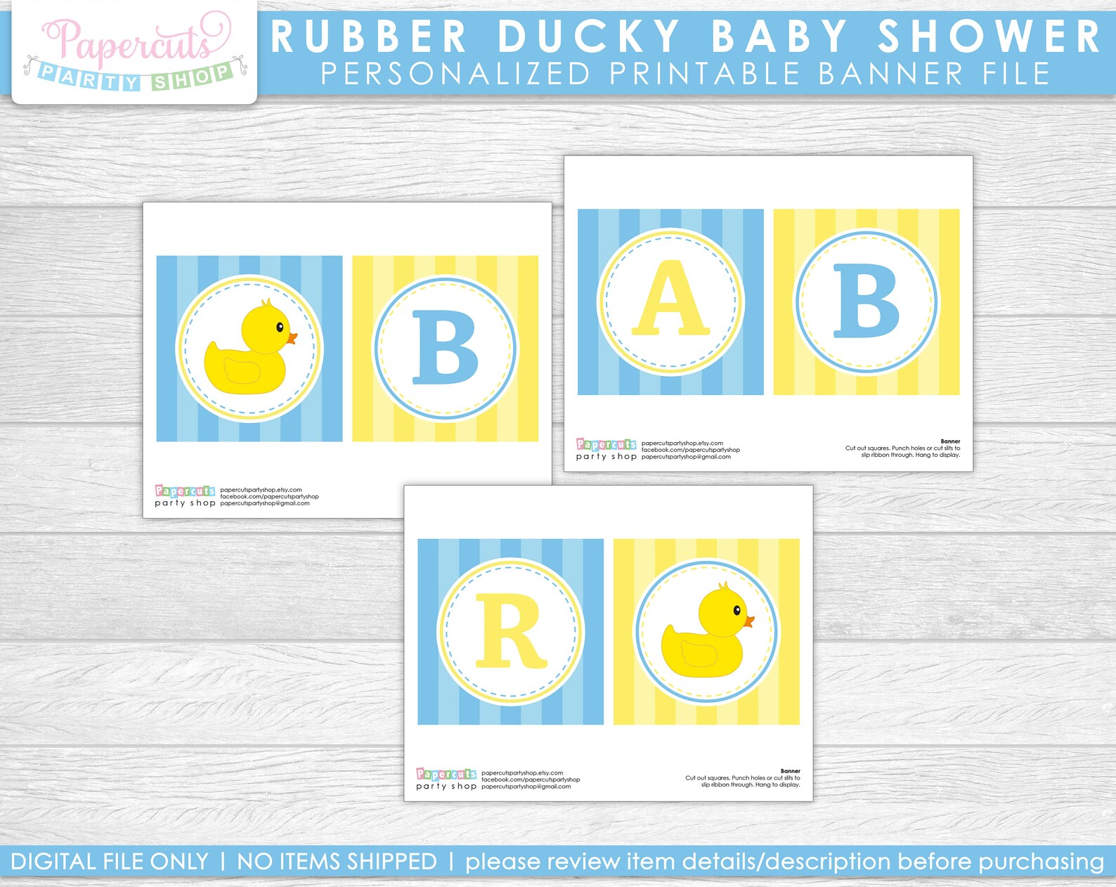 Rubber Ducky Theme Baby Shower Party Banner Blue & Yellow It's a Boy ...