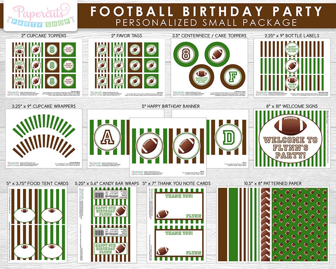 Football Theme SMALL Birthday Party Package | Green & Brown ...