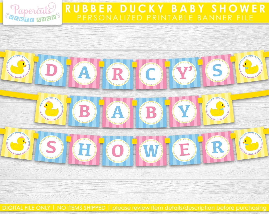 Rubber Ducky Theme Party Banner | Waddle It Be | Gender Reveal | Baby ...