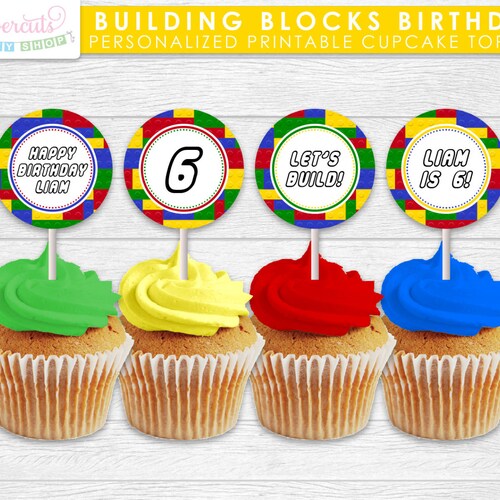 Building Blocks Cupcake Toppers Printable Building Blocks - Etsy