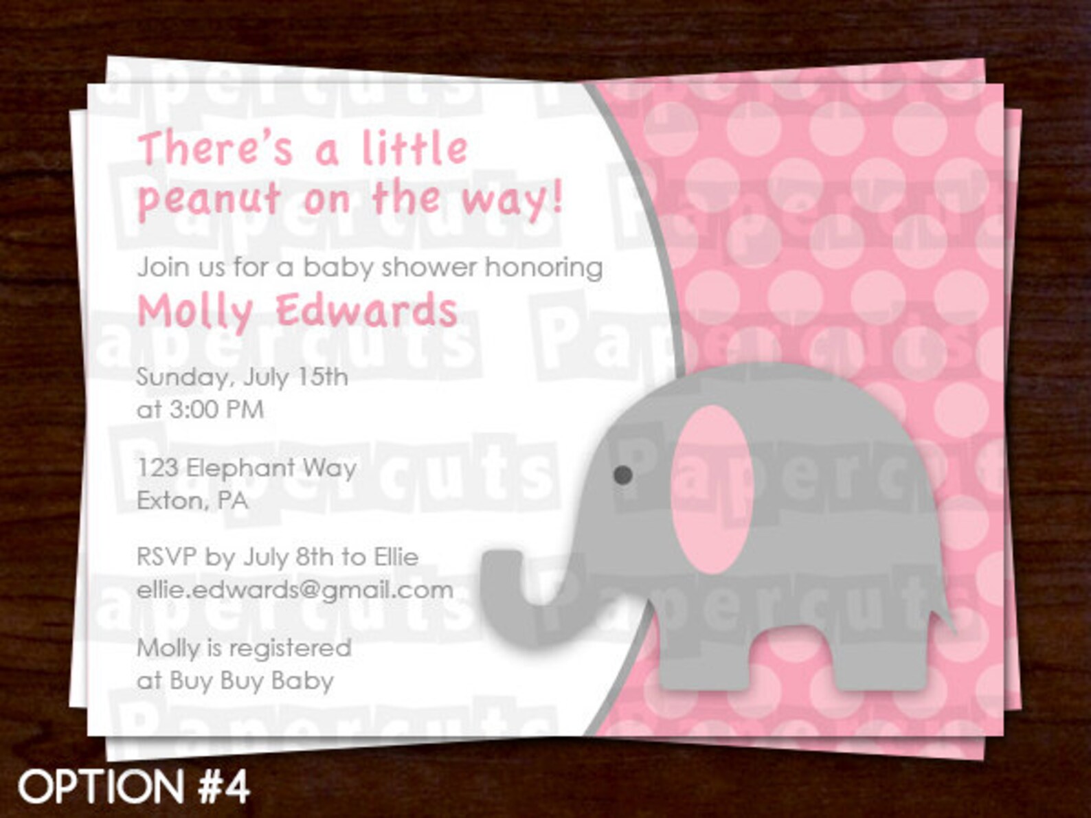 Elephant Theme Baby Shower Party Invitation Pink & Grey - Etsy