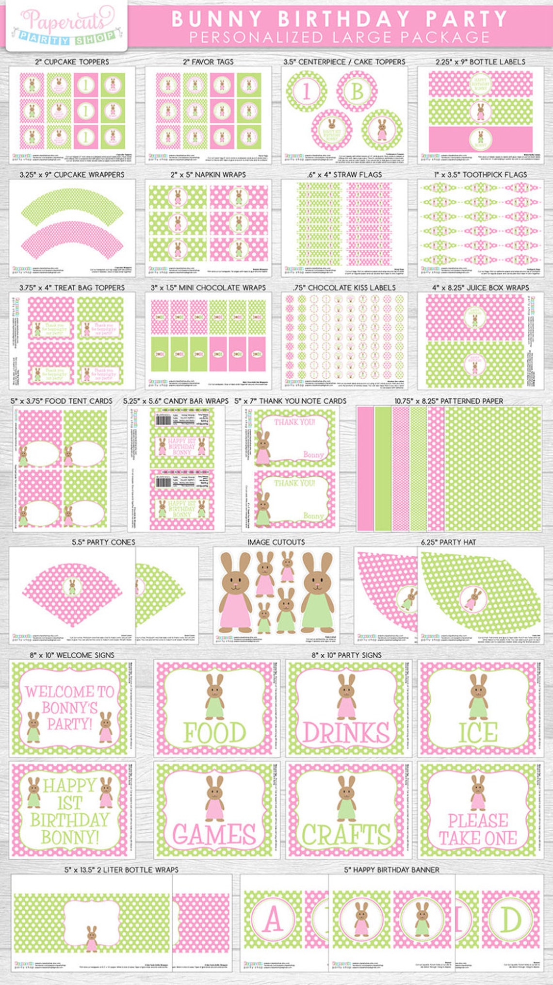 Bunny Rabbit Girl Theme LARGE Birthday Party Package Pink & | Etsy