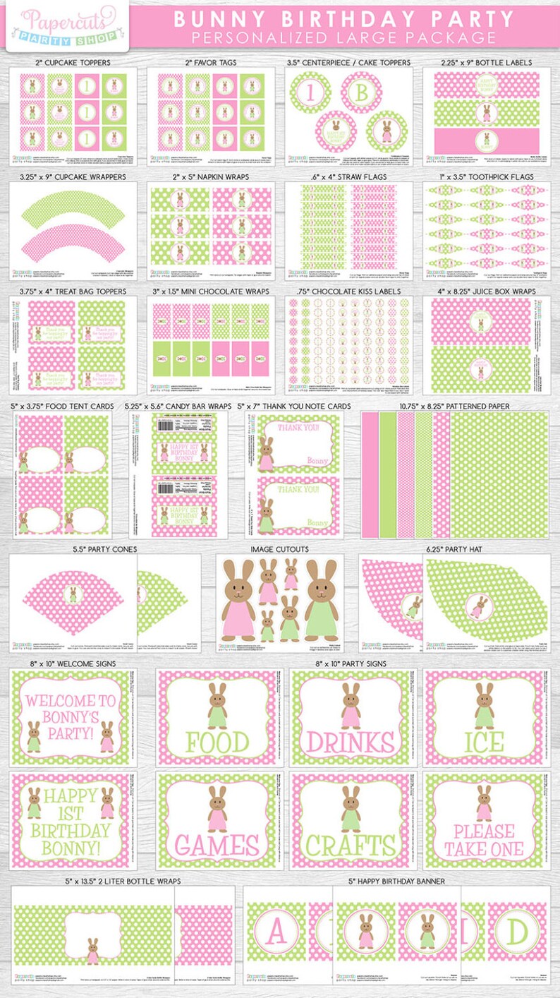 Bunny Rabbit Girl Theme LARGE Birthday Party Package Pink & | Etsy