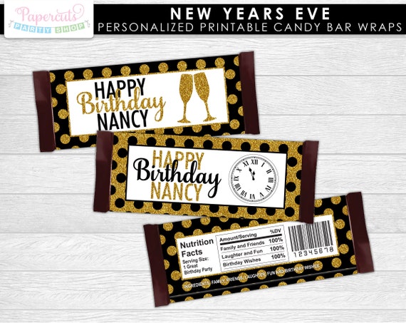 New Years Theme Birthday Party Chocolate Bar Wrapper Happy | Etsy