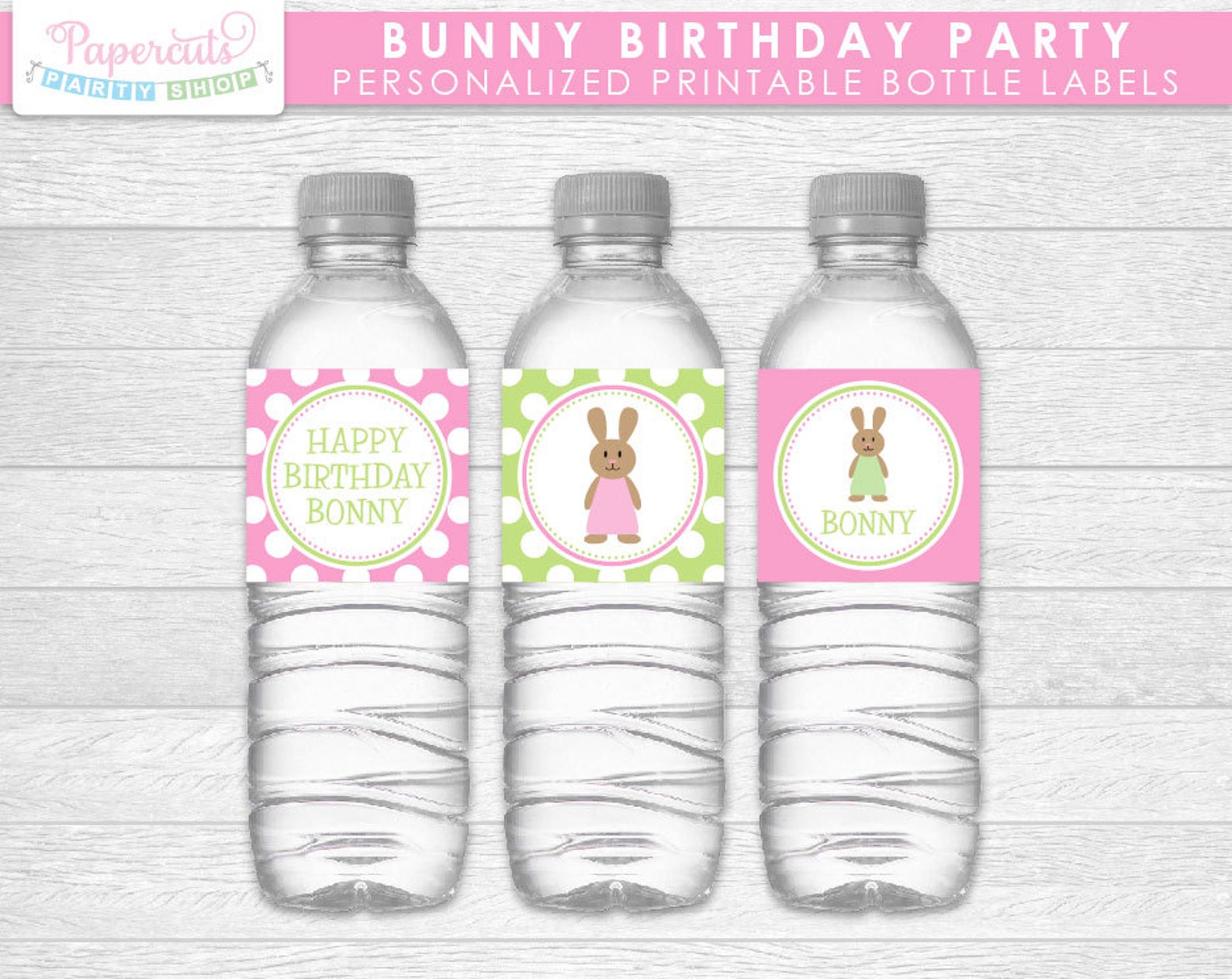 Bunny Rabbit Girl Theme Birthday Party Water Bottle Labels - Etsy
