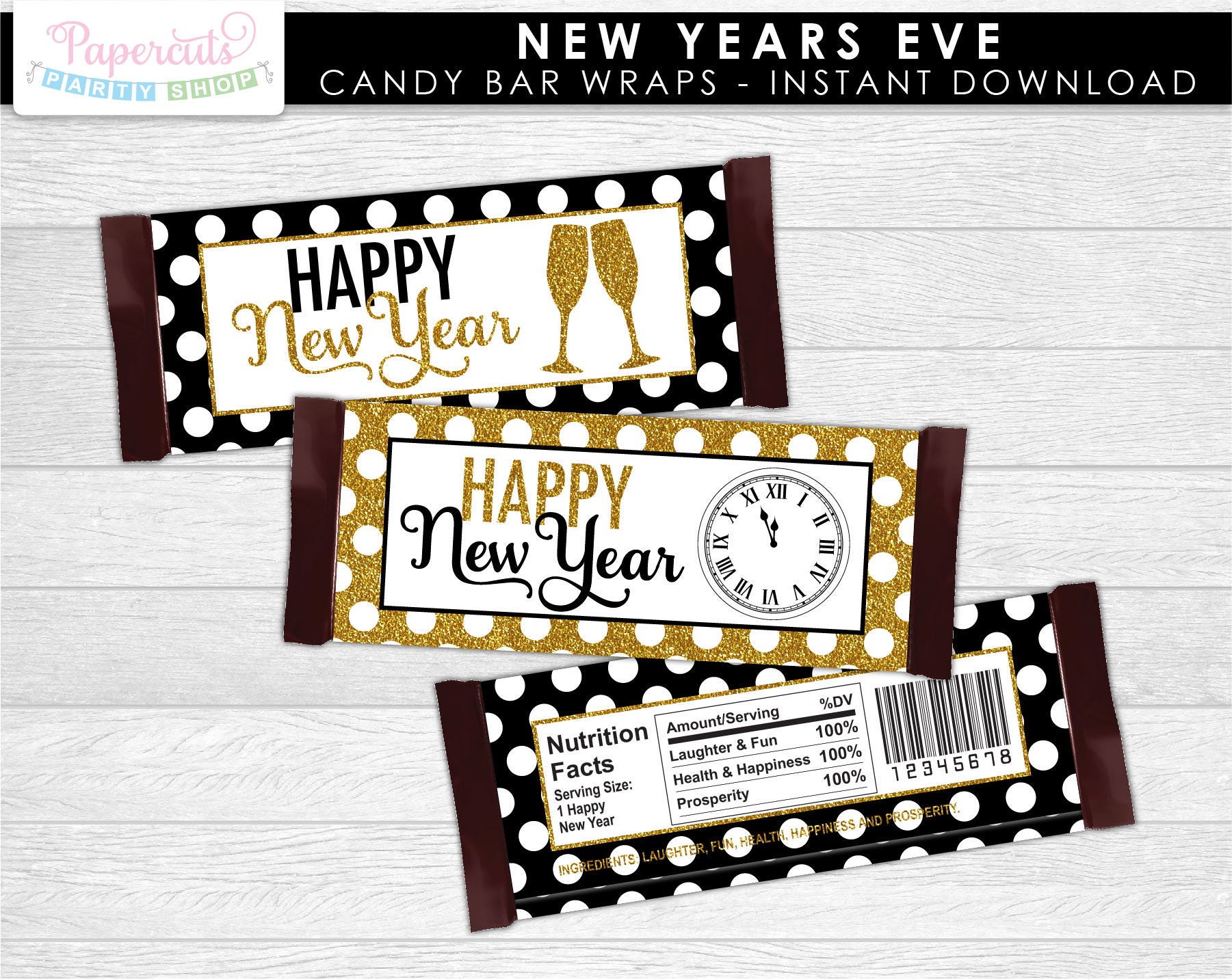 New Years Eve Theme Chocolate Bar Wrapper Happy New Year | Etsy