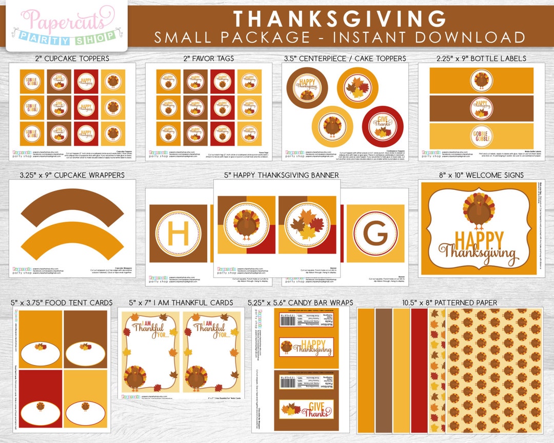 Thanksgiving Party Theme Small Party Package Brown, Yellow, Orange ...