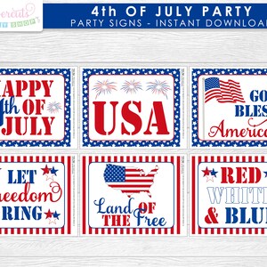 Red, White & Blue 4th of July Theme Small Party Package Printable DIY ...