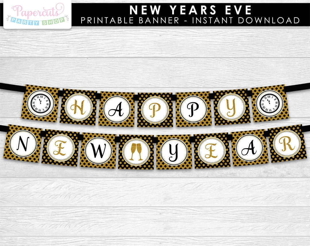 New Years Eve Theme Banner Happy New Year Non-personalized Printable ...