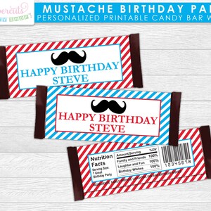 Mustache Theme SMALL Birthday Party Package | Red & Blue | Personalized ...