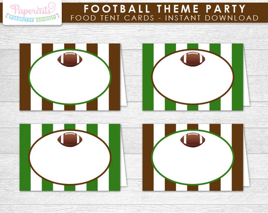 Football Theme Party Blank Food Tent Cards Green & Brown - Etsy