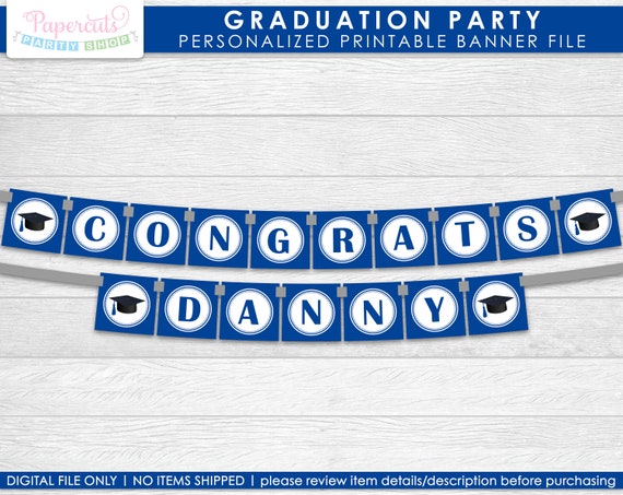 Graduation Theme Personalized Banner Printable DIY Digital File by ...