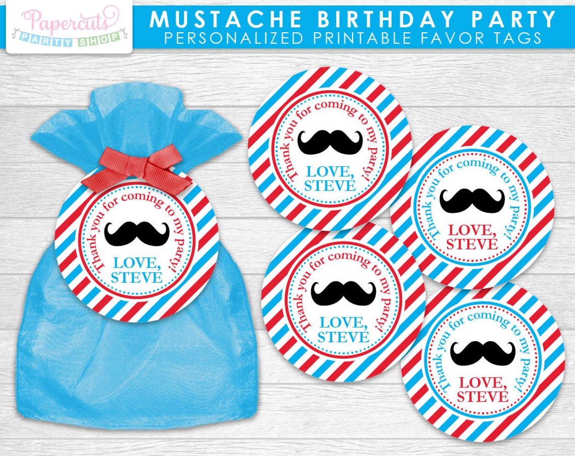 Mustache Theme LARGE Birthday Party Package Red & Blue | Etsy