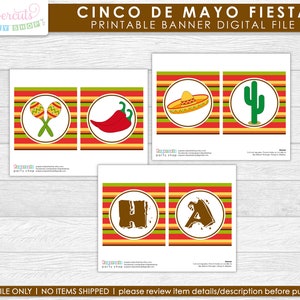 Mexican Cinco De Mayo Fiesta Theme Banner | Printable DIY Digital File ...