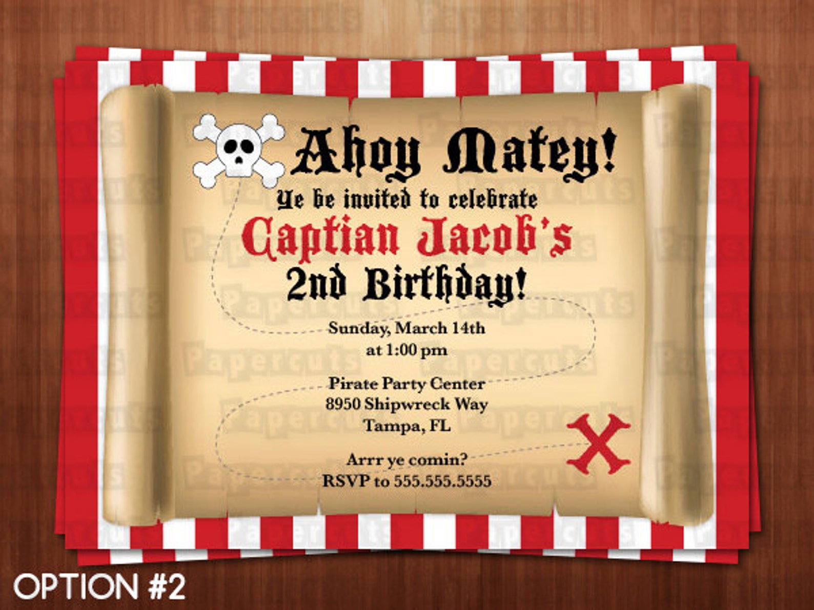 Pirate Theme Birthday Party Invitation Red & Black | Etsy
