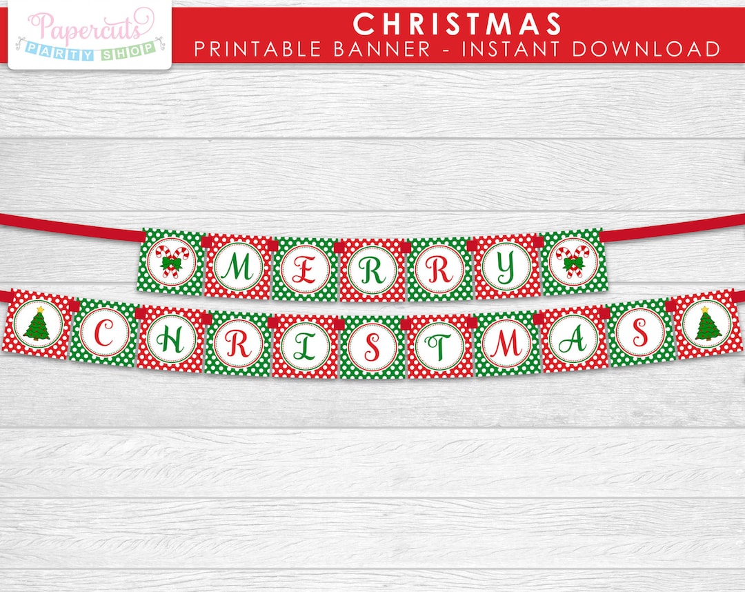 Christmas Theme Banner Merry Christmas Red & Green Non-personalized ...