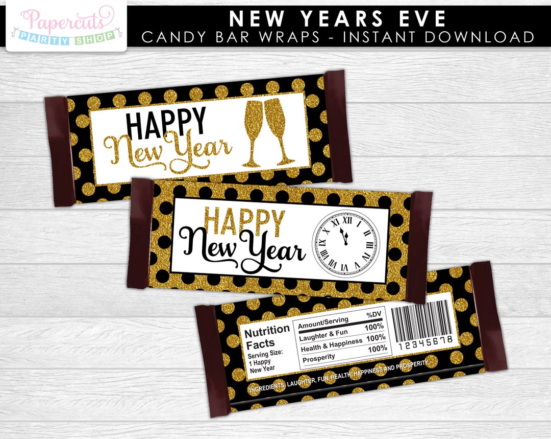 New Years Eve Theme Chocolate Bar Wrapper | Happy New Year | Non ...