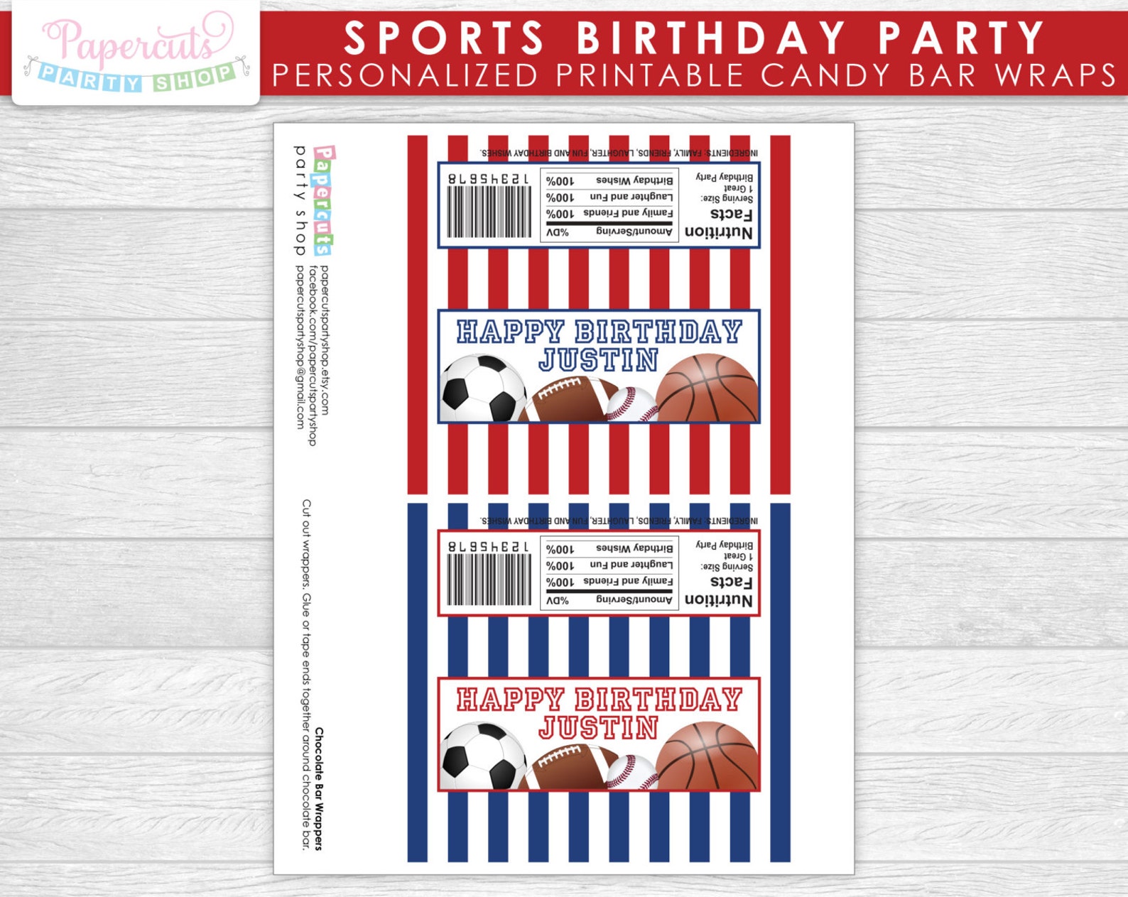All Star Sports Theme Birthday Party Chocolate Bar Wrappers | Etsy