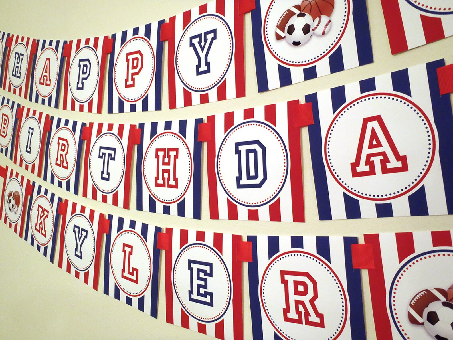 All Star Sports Theme Happy Birthday Party Banner Red & Blue | Etsy