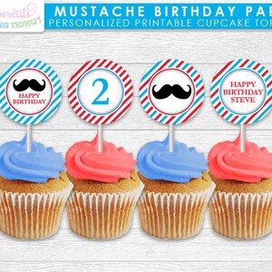 Mustache Theme SMALL Birthday Party Package | Red & Blue | Personalized ...