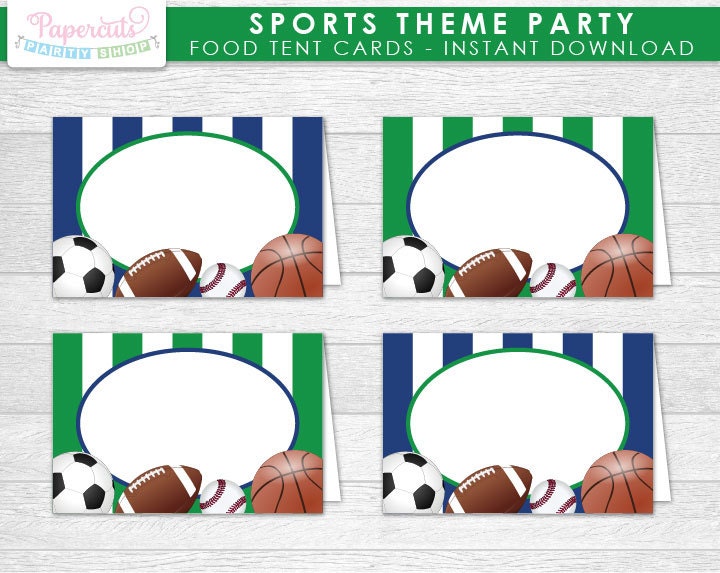 All Star Sports Theme Birthday Party Blank Food Tent Cards | Etsy