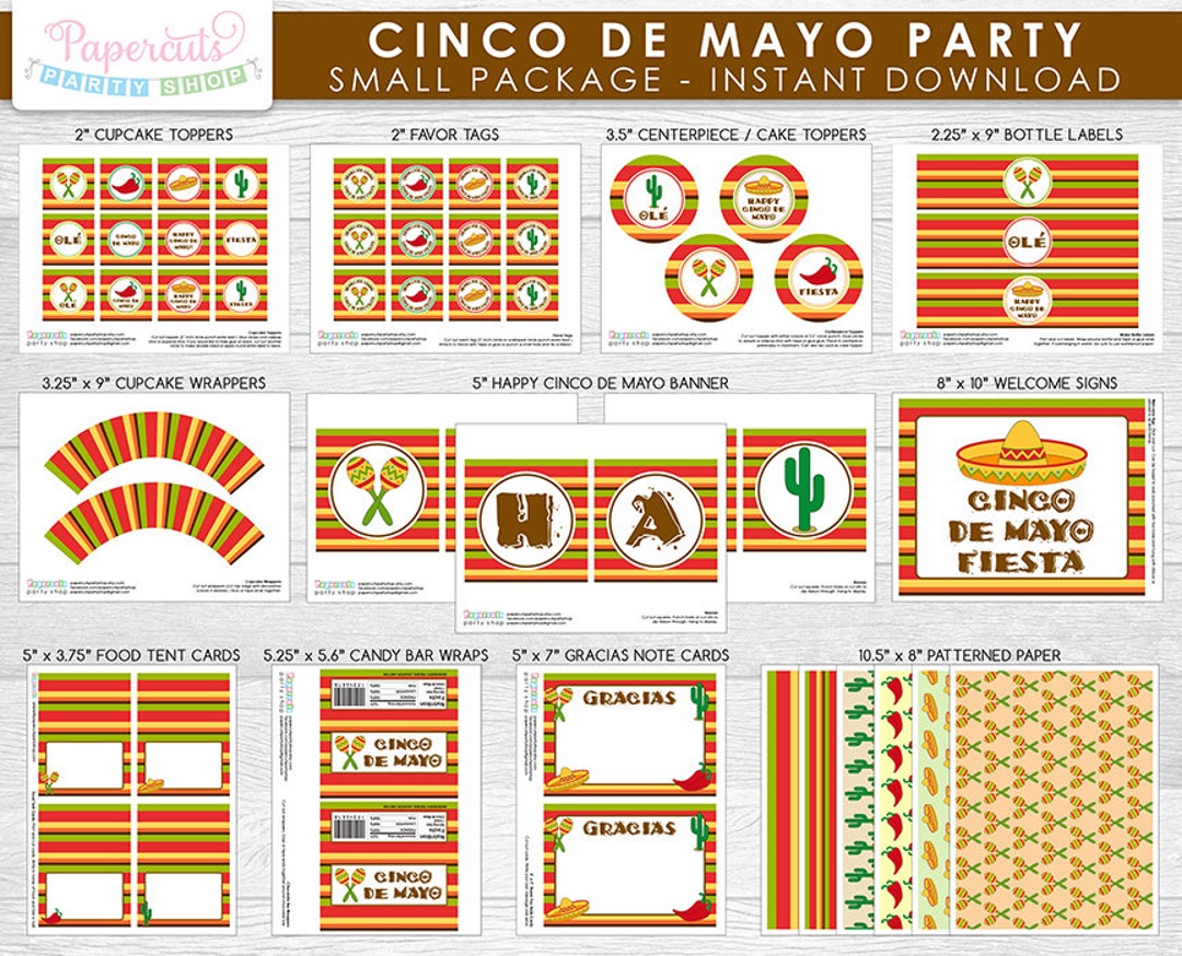 Mexican Cinco De Mayo Fiesta Theme Small Party Package | Printable DIY ...