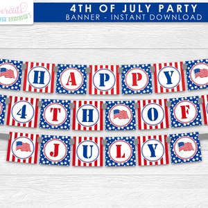 Red, White & Blue 4th of July Theme Small Party Package Printable DIY ...