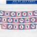 Red, White & Blue 4th of July Theme Small Party Package Printable DIY ...