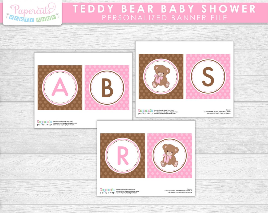 Teddy Bear Theme Baby Shower Party Banner Pink & Brown - Etsy