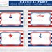Nautical Theme Party Blank Food Tent Cards Blue & Red Printable DIY ...