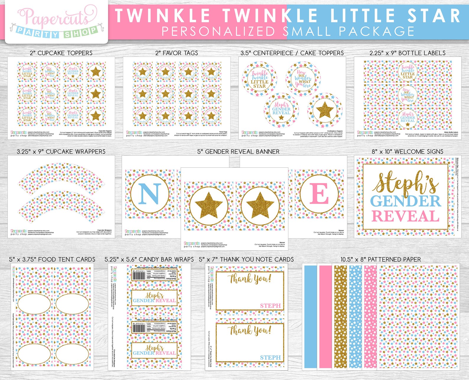 Twinkle Twinkle Little Star SMALL Party Package Pink Blue | Etsy