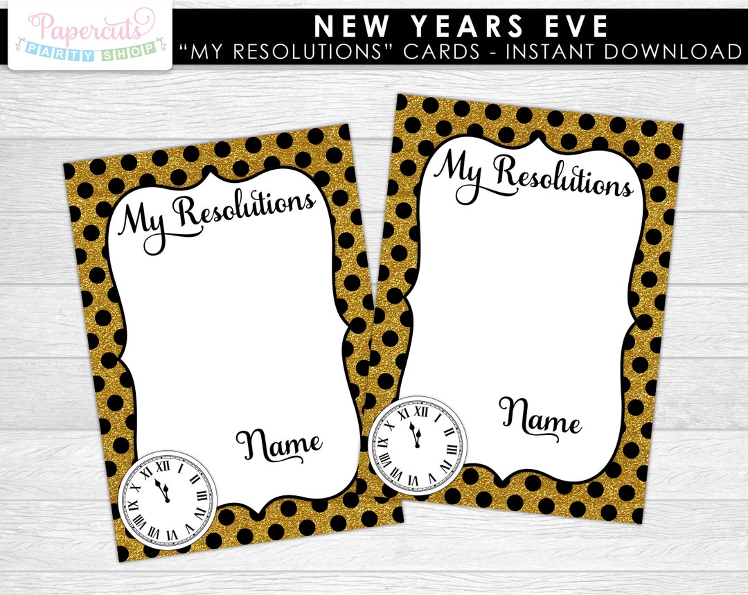 New Years Eve Theme My Resolutions Cards Happy New Year Non ...