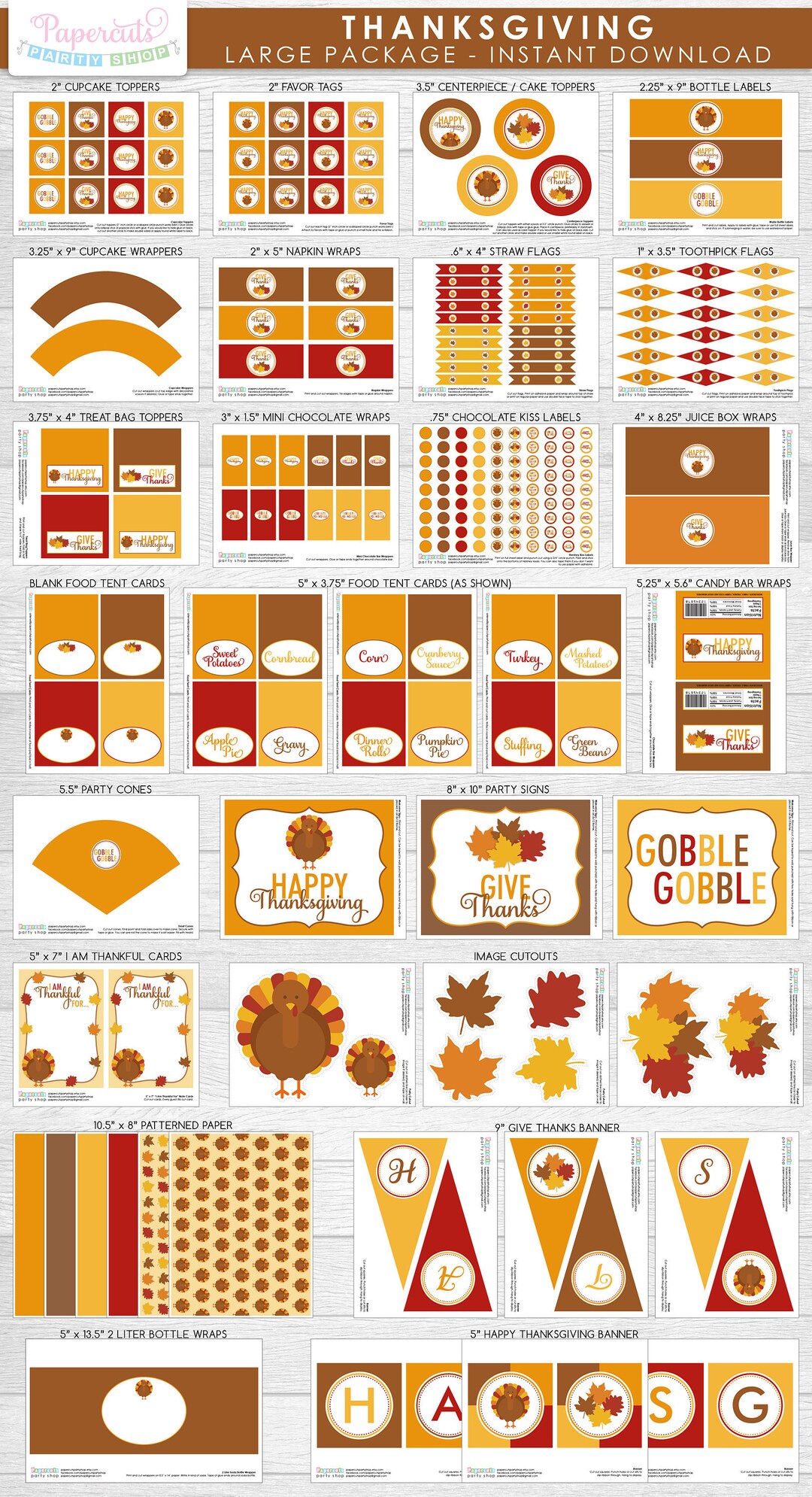 Thanksgiving Party Theme Large Party Package Brown, Yellow, Orange ...