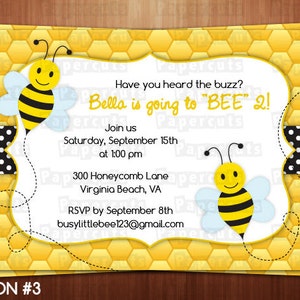 Busy Honey Bumble Bee Theme Birthday Party Invitation | Black & Yellow ...