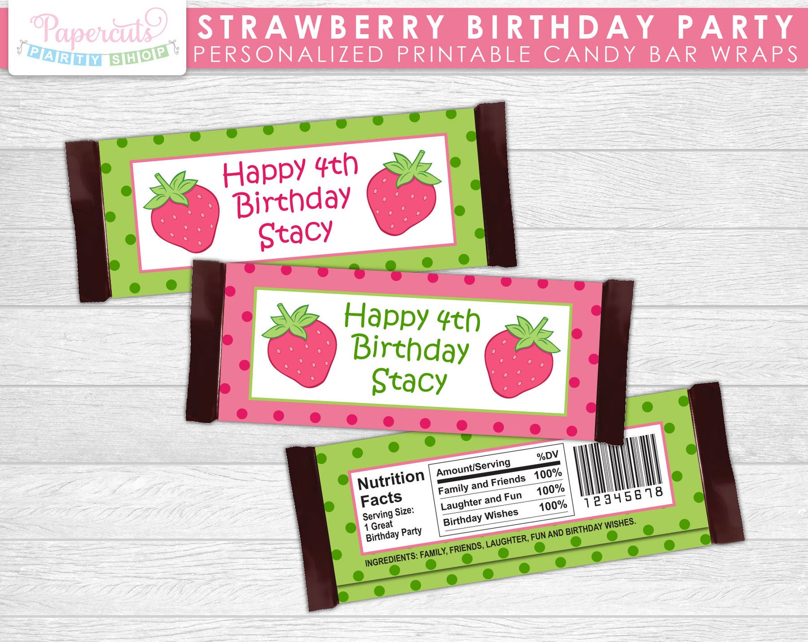 Strawberry Theme LARGE Birthday Party Package Pink & Green - Etsy