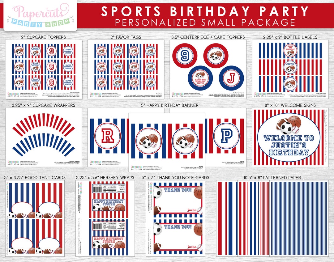 All Star Sports Theme SMALL Birthday Party Package | Red & Blue ...