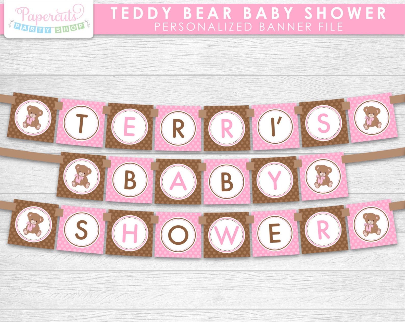 Teddy Bear Theme Baby Shower Party Banner Pink & Brown - Etsy