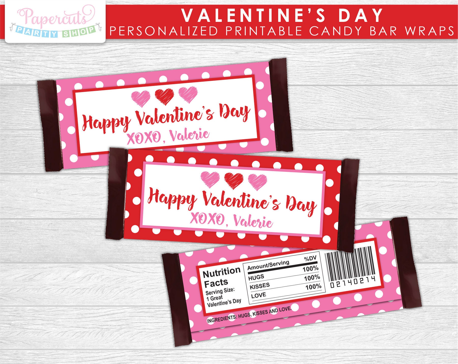 Valentine's Day Candy Bar Wrappers Happy Valentine's | Etsy
